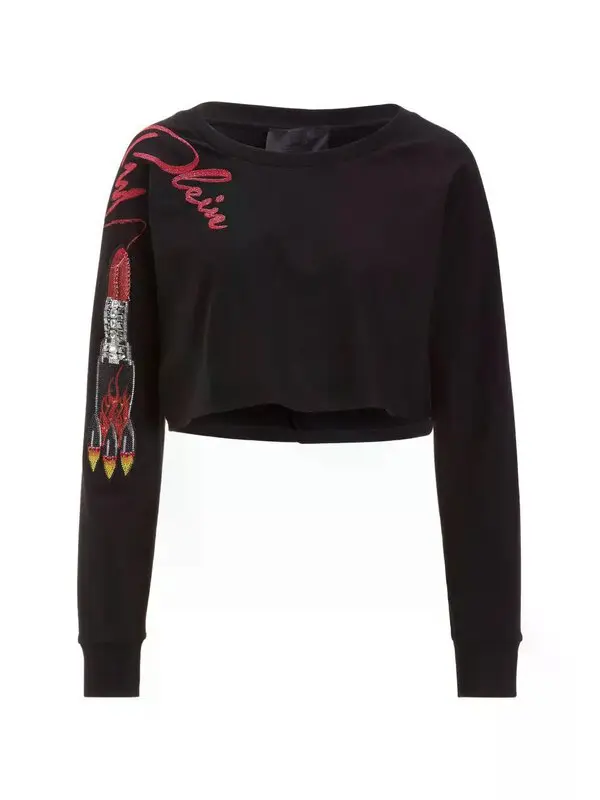 Philipp Plein Mambo Long-sleeved Crop T-shirt - Black