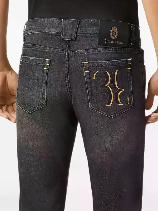 BILLIONAIRE Logo-embroidered Jeans - Black