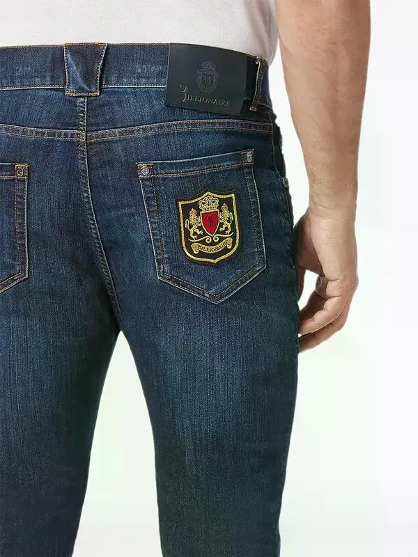 BILLIONAIRE Straight Jeans With Embroidered Logo - Blue