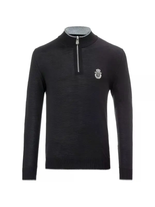 BILLIONAIRE Half-zip Sweater With Logo Detail - Black