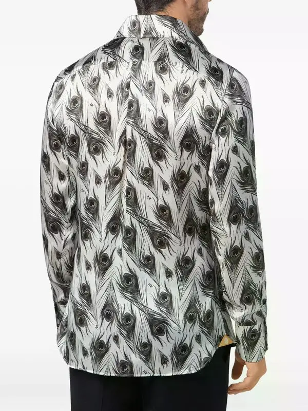 BILLIONAIRE Flavio Peacock-feather Print Shirt - White