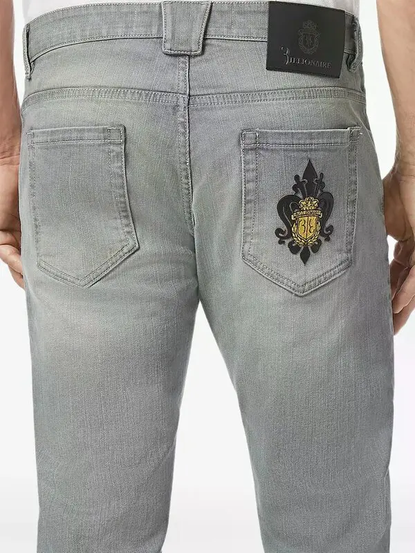 BILLIONAIRE Embroidered Five-pocket Trousers - Grey