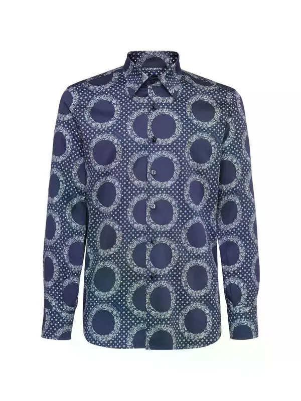 BILLIONAIRE Paisley Poplin Shirt - Blue