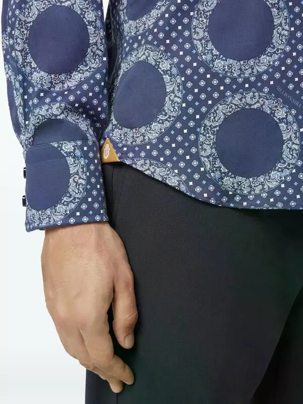 BILLIONAIRE Paisley Poplin Shirt - Blue