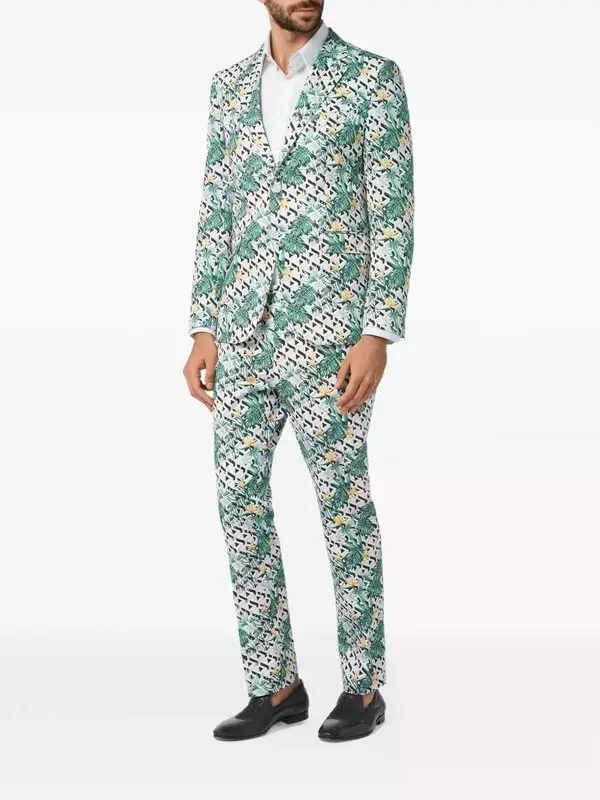 BILLIONAIRE Palm Geometric-pattern Blazer - Green