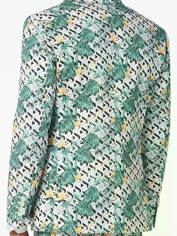 BILLIONAIRE Palm Geometric-pattern Blazer - Green