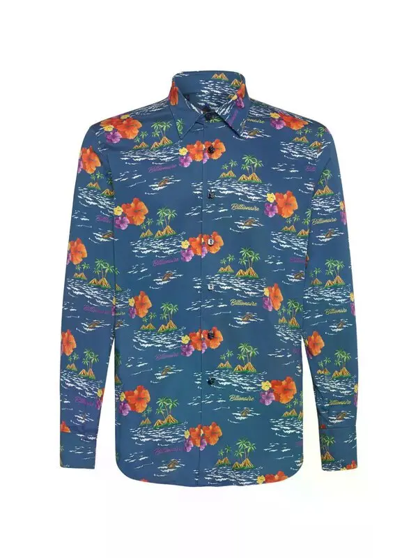 BILLIONAIRE Floral-print Shirt - Blue