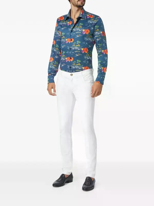 BILLIONAIRE Floral-print Shirt - Blue