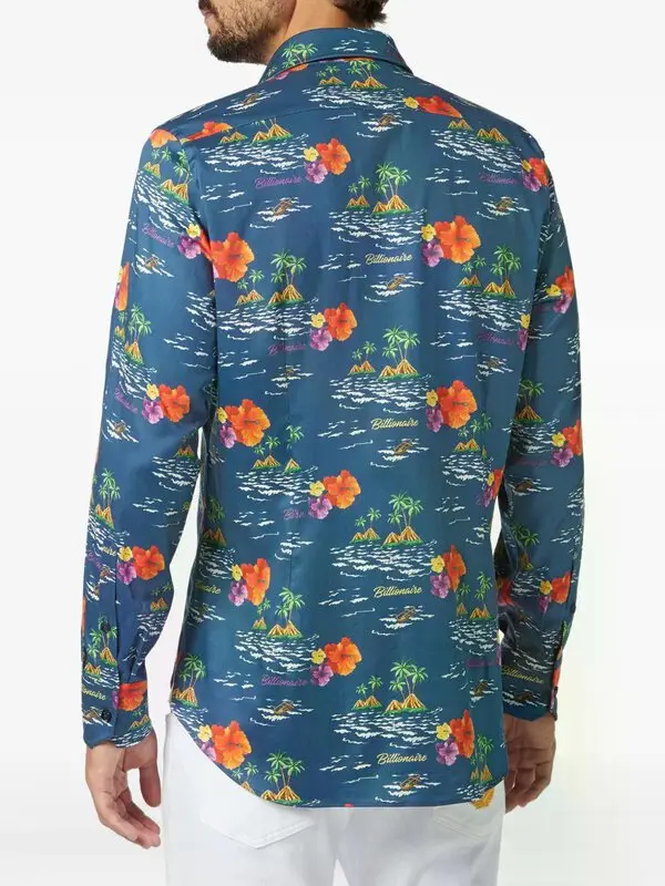 BILLIONAIRE Floral-print Shirt - Blue