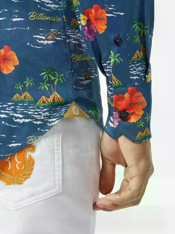 BILLIONAIRE Floral-print Shirt - Blue