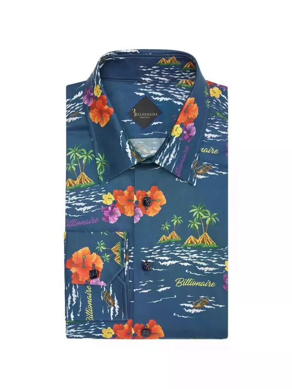 BILLIONAIRE Floral-print Shirt - Blue