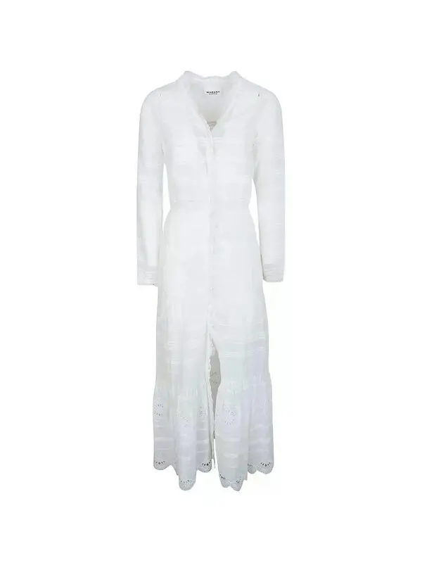 Isabel Marant Daniva Crochet Lace V-neck Dress - White