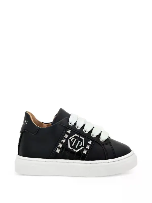 Philipp Plein Stud-embellished Leather Sneakers - Black