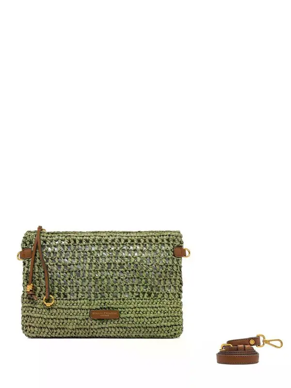 GIANNI CHIARINI Small Nefeli Crochet Zip Pouch - Green