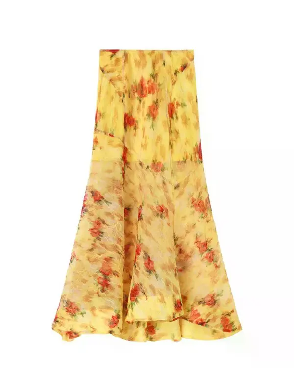 GANNI Floral-print Maxi Skirt - Yellow