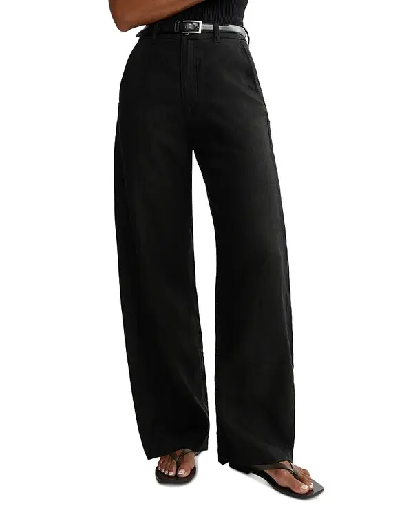 DL1961 Relaxed Barrel High-rise Linen Pants - Black Linen