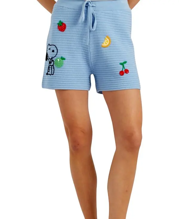 Chinti & Parker Cotton Crochet Snoopy Shorts - Light Blue
