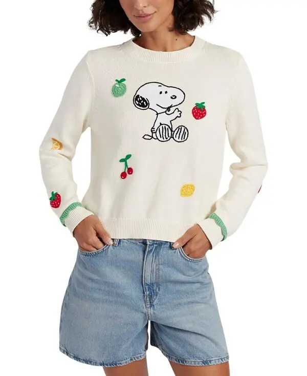 Chinti & Parker Snoopy Intarsia Cotton Sweater - Cream