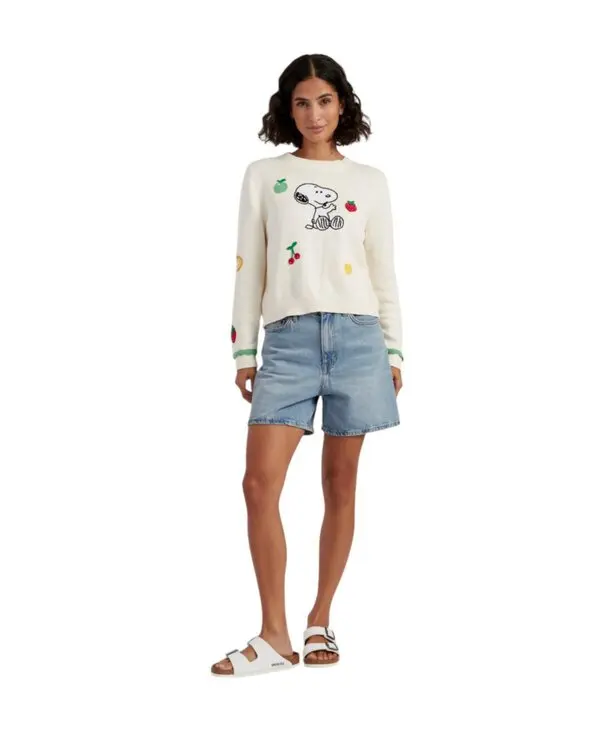 Chinti & Parker Snoopy Intarsia Cotton Sweater - Cream