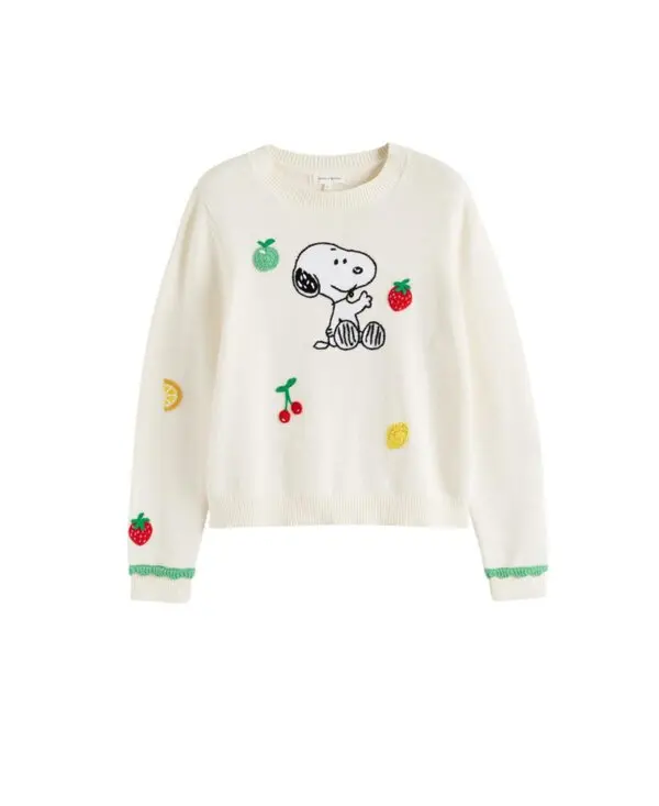 Chinti & Parker Snoopy Intarsia Cotton Sweater - Cream