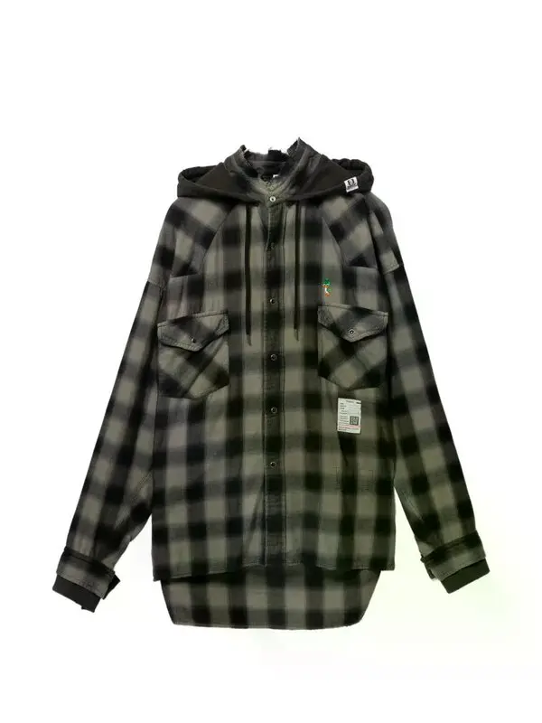 Mihara Yasuhiro Hooded Plaid Shirt - Black