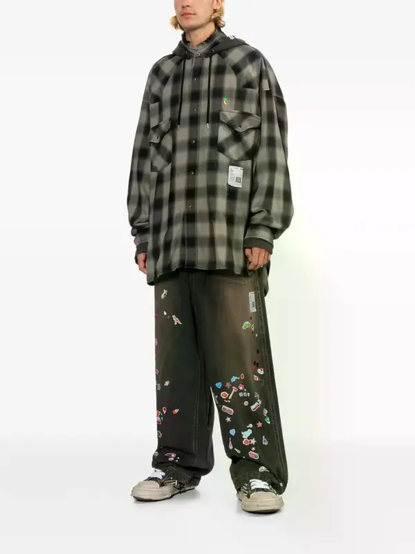 Mihara Yasuhiro Hooded Plaid Shirt - Black