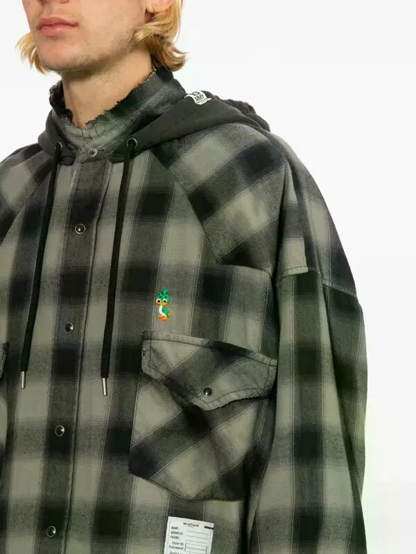 Mihara Yasuhiro Hooded Plaid Shirt - Black