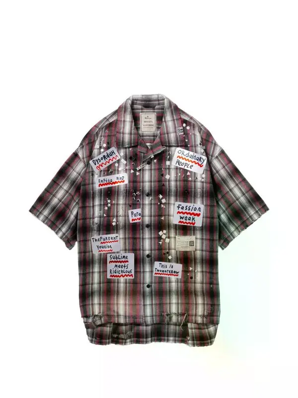 Mihara Yasuhiro Checked Appliquéd Shirt