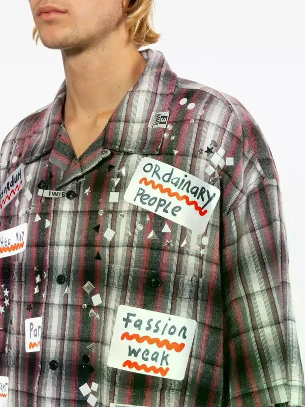 Mihara Yasuhiro Checked Appliquéd Shirt