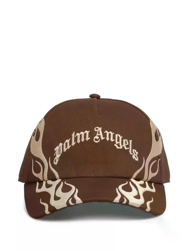 Palm Angels Flame-embroidered Baseball Cap - Brown