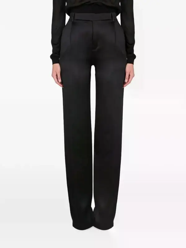Saint Laurent Satin Flared Trousers - Black