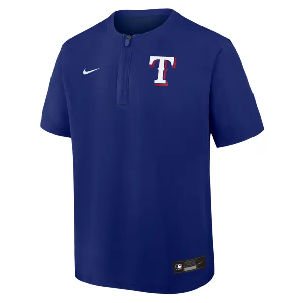 Nike Texas Rangers Authentic Collection Dri-fit Mlb 1/4-zip Short-sleeve Windshirt - Blue