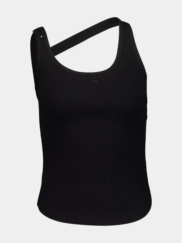 COURREGES Asymmetrical Buckle Tank Top - Black