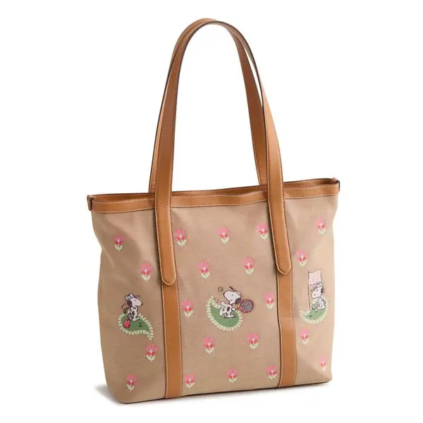 VERA BRADLEY Peanuts Original Tote Bag In Country Club Peanuts Floral - Brown
