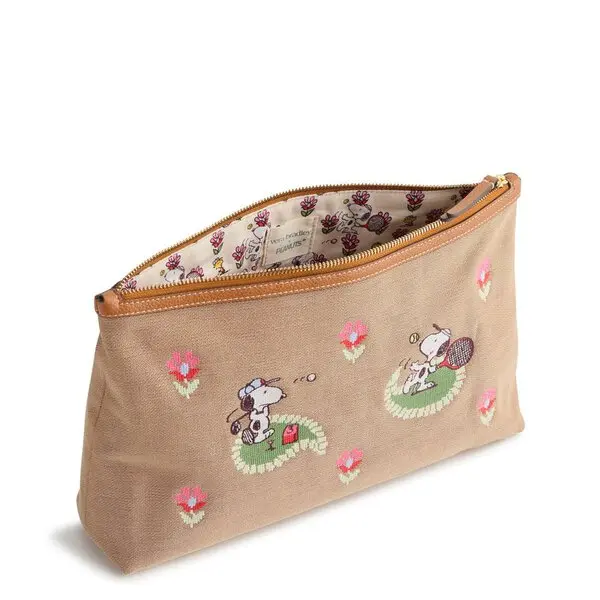 VERA BRADLEY Peanuts Large Pouch In Country Club Peanuts Floral - Brown