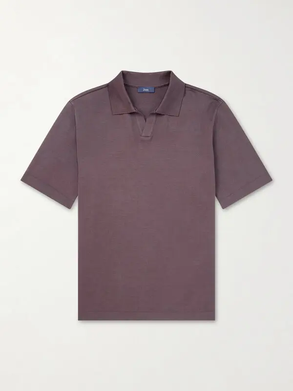 Herno Open-collar Cotton Polo Shirt - Brown