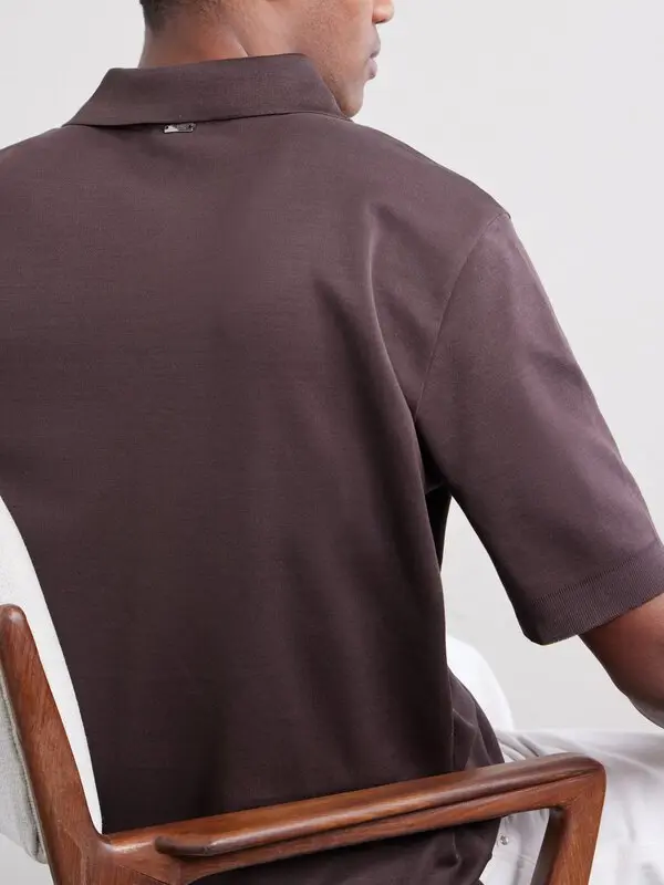 Herno Open-collar Cotton Polo Shirt - Brown