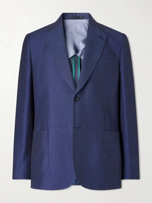 Paul Smith Cotton And Linen-blend Suit Jacket - Blue