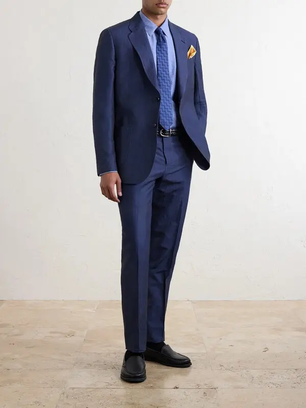 Paul Smith Cotton And Linen-blend Suit Jacket - Blue