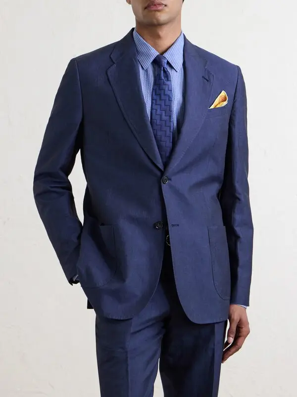 Paul Smith Cotton And Linen-blend Suit Jacket - Blue