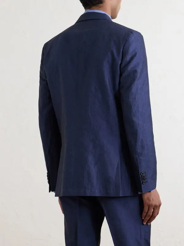 Paul Smith Cotton And Linen-blend Suit Jacket - Blue