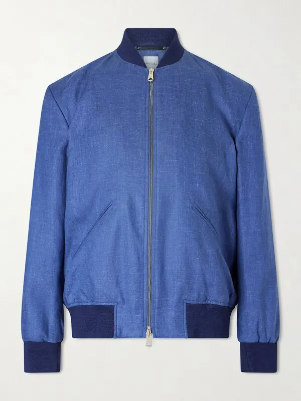 Paul Smith Linen Bomber Jacket - Blue