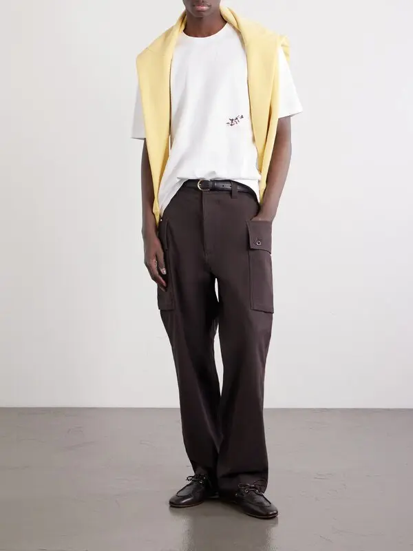 DRAKE'S Blackthorn Embroidered Cotton-jersey T-shirt
