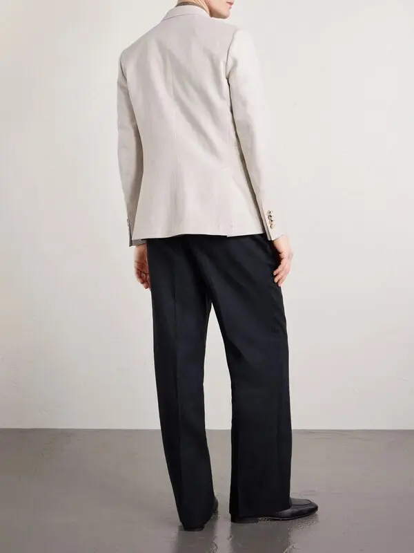 Paul Smith Double-breasted Linen And Cotton-blend Blazer