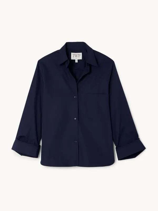 TWP Cotton Poplin Button-down Shirt - Midnight
