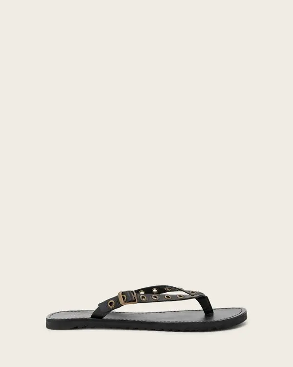 ALLSAINTS Sydney Eyelet Leather Sandals - Black
