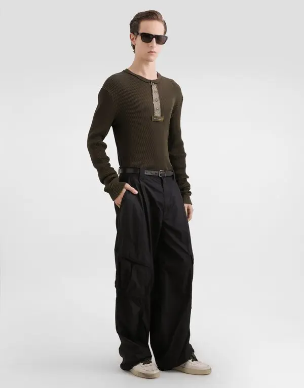 Dolce & Gabbana Ribbed Cotton Serafino T-shirt