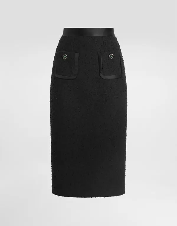 Dolce & Gabbana Rachel Basketweave Straight Skirt - Black