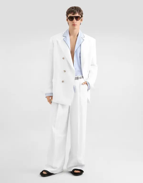 Dolce & Gabbana Linen Canvas Trousers - White