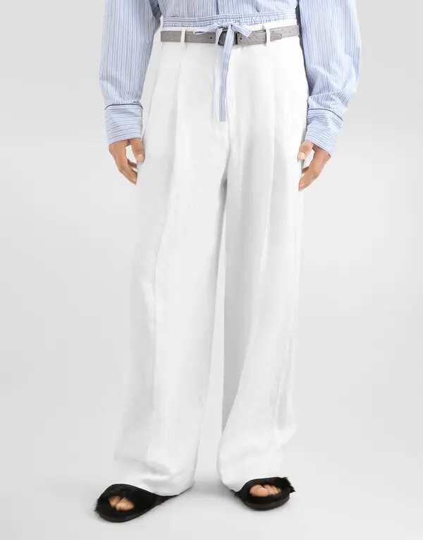 Dolce & Gabbana Linen Canvas Trousers - White
